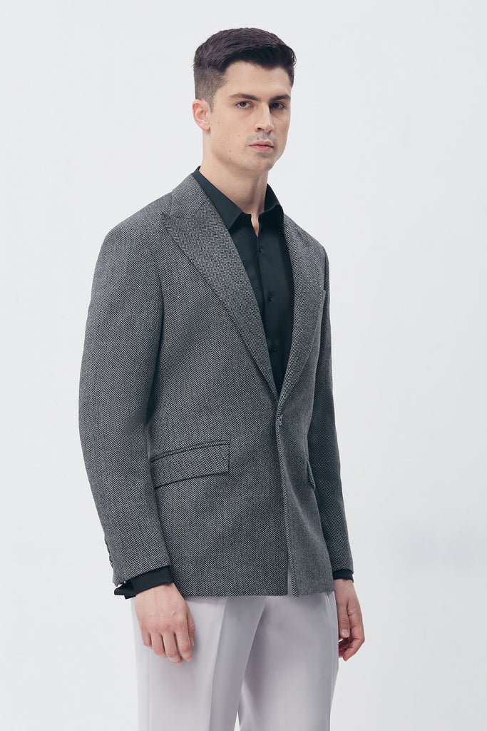 Modern Grey Textured Blazer – Minizmo