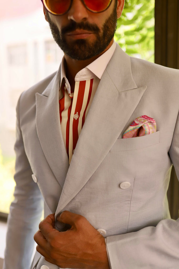 DUSKY GREY DOUBLE BREASTED SUIT – Minizmo