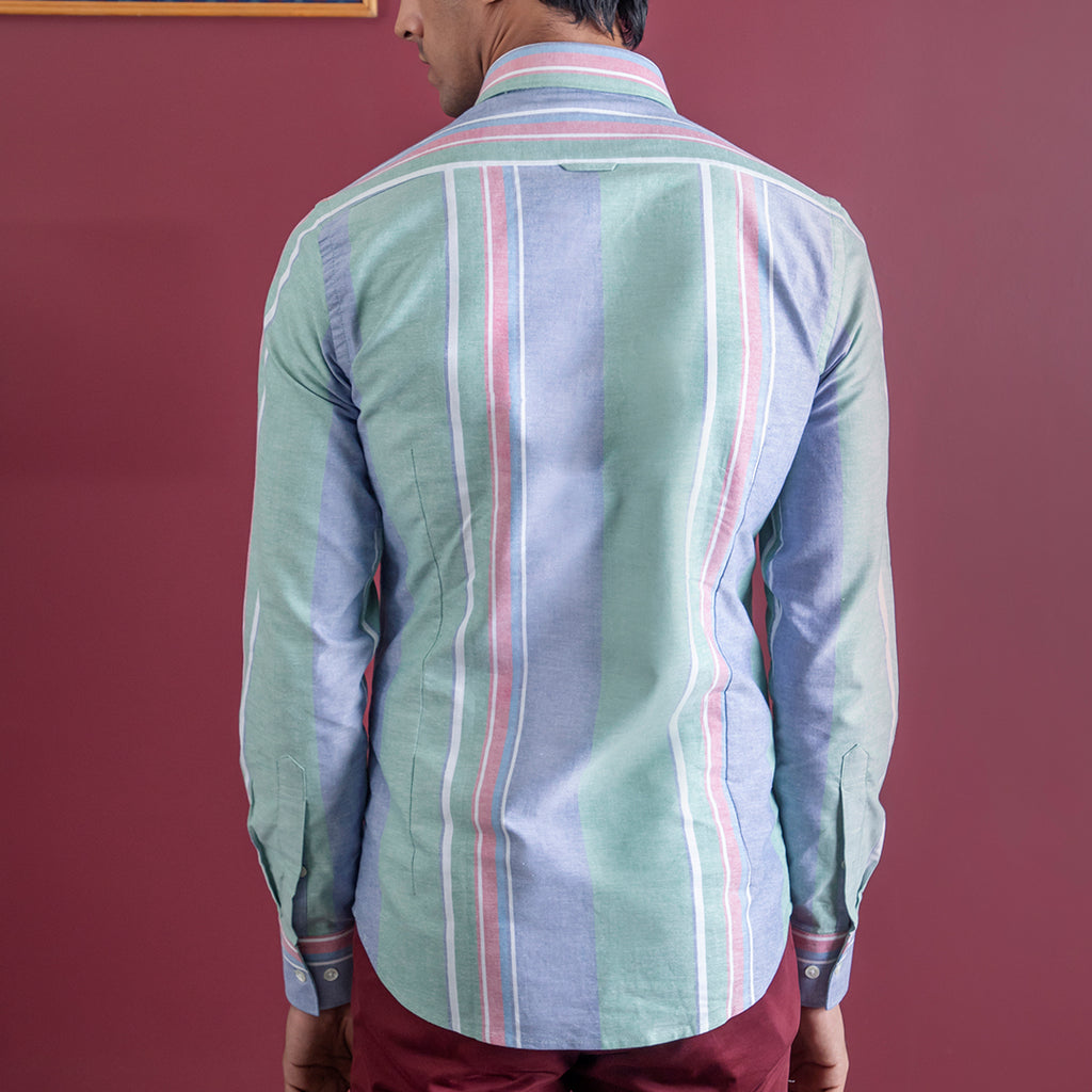 Multitrack Stripes Oxford Cotton Casual Shirt – Minizmo