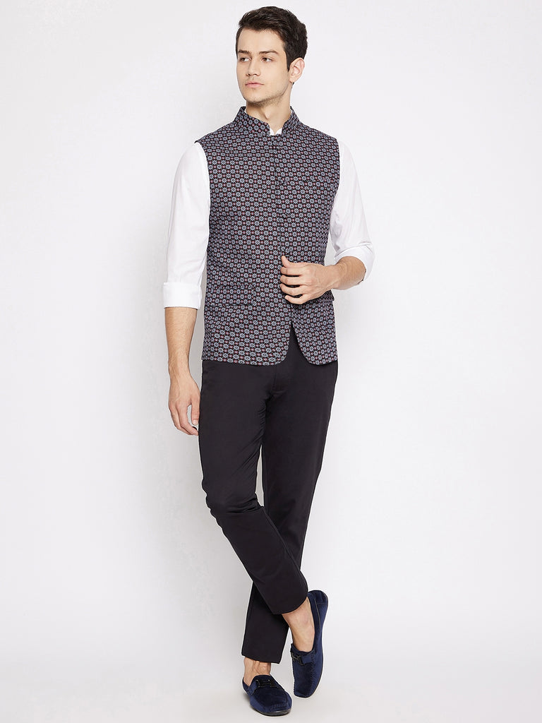 Veer Abstract Print Nehru Jacket – Minizmo